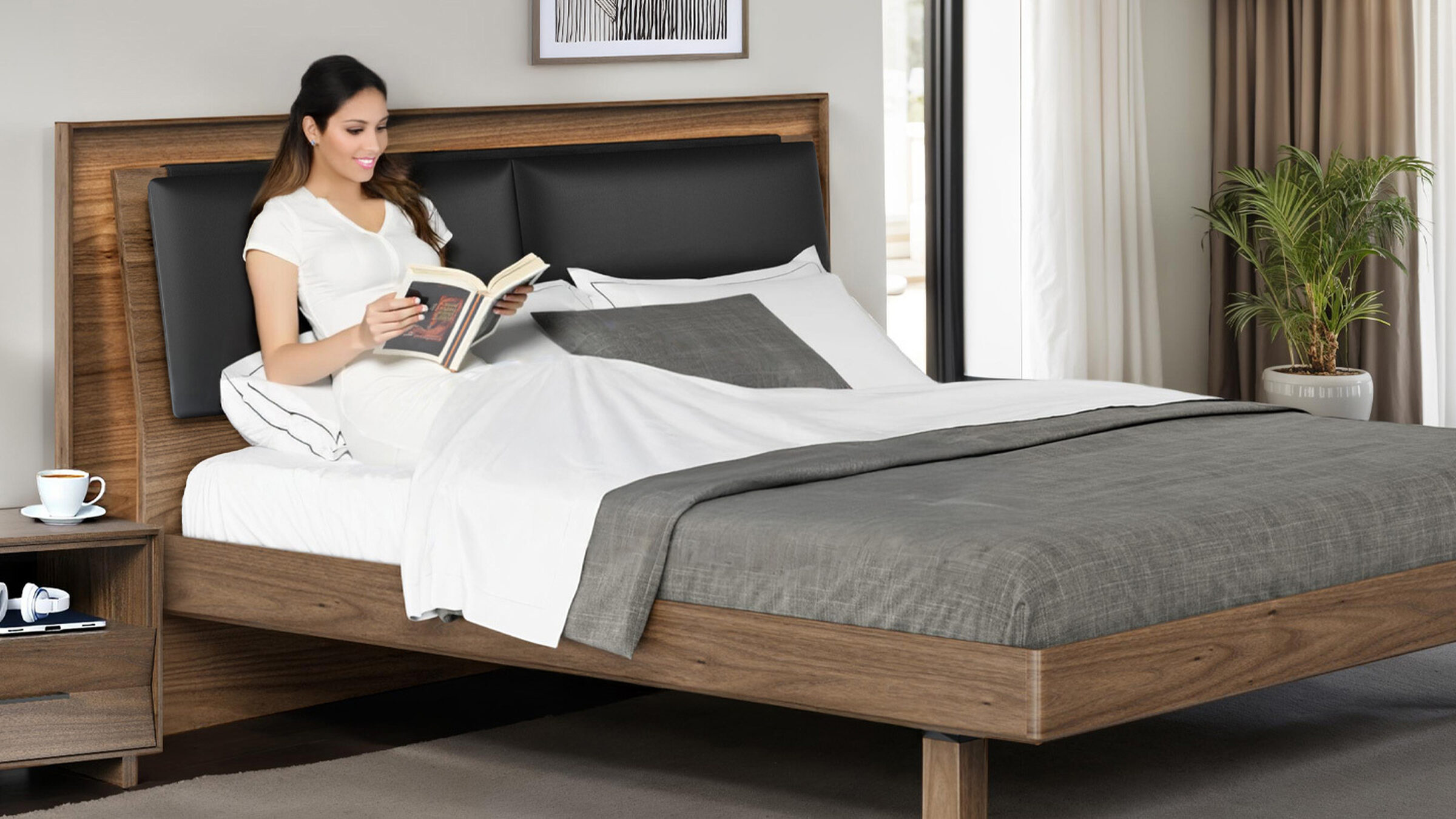 KAVA 9619 | Modern King Bed With Built-in Charging & Lighting | BDI Furniture