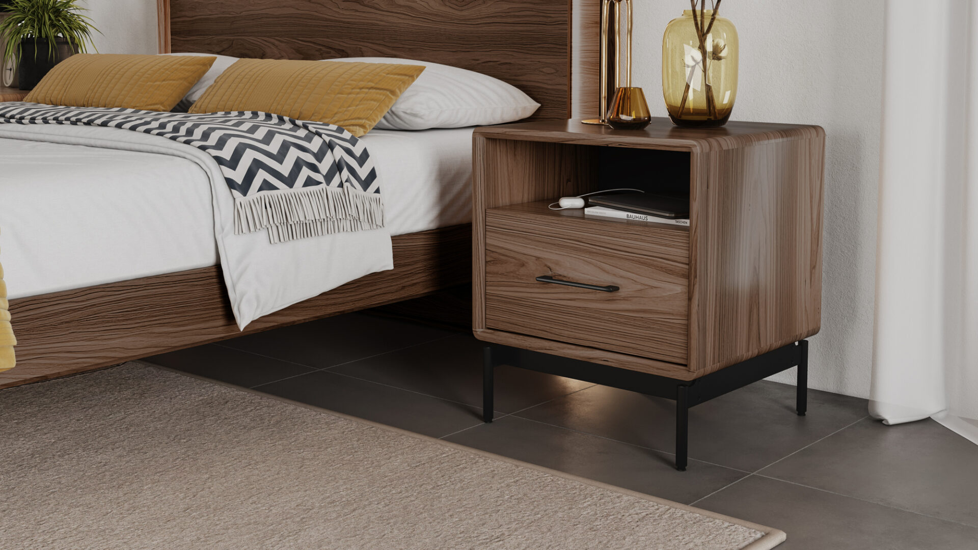 LINQ 9181 22-inch Modern Nightstand With Charging Station | BDI Furniture