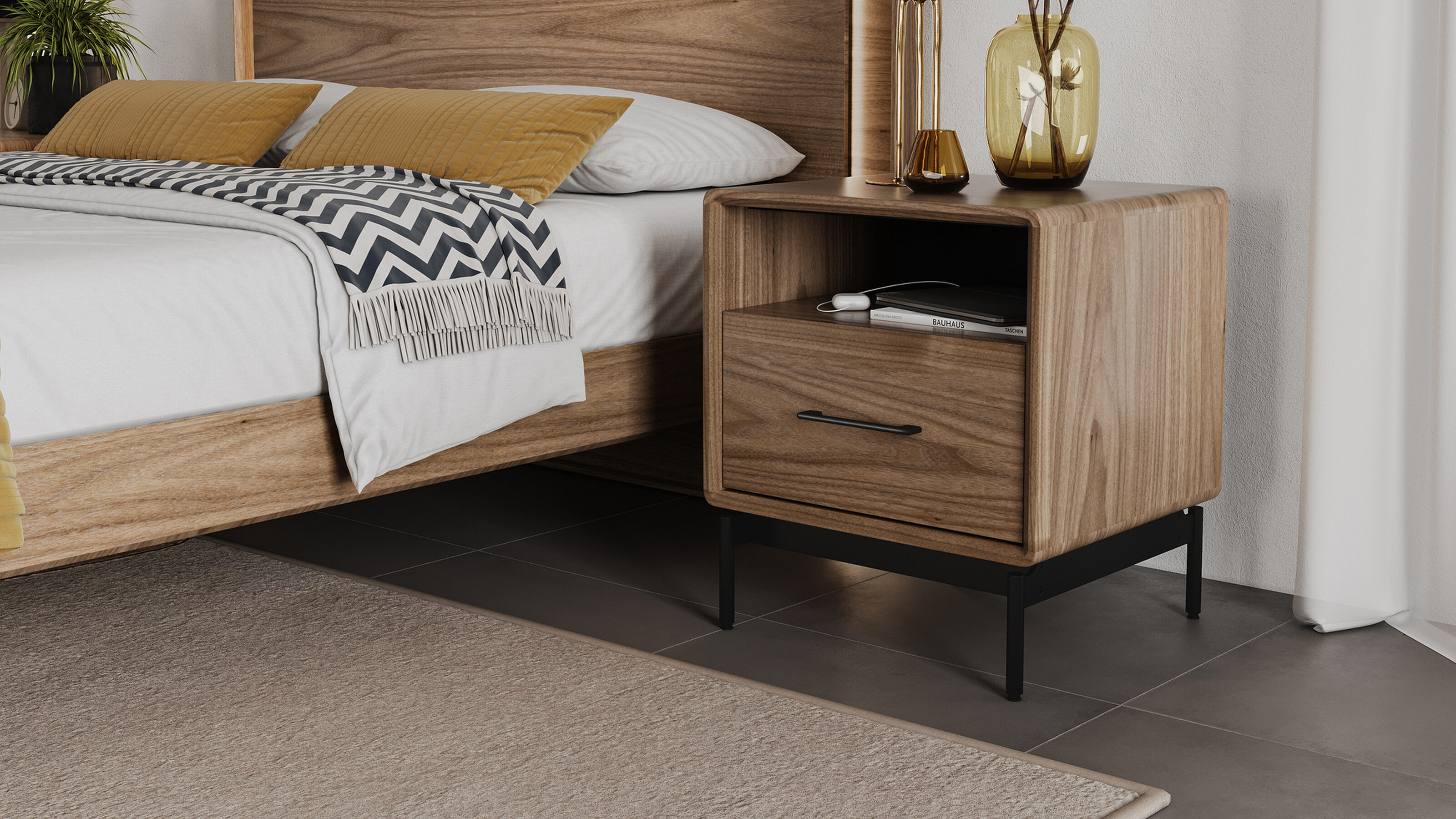 LINQ 9181 22-inch Modern Nightstand With Charging Station | BDI Furniture