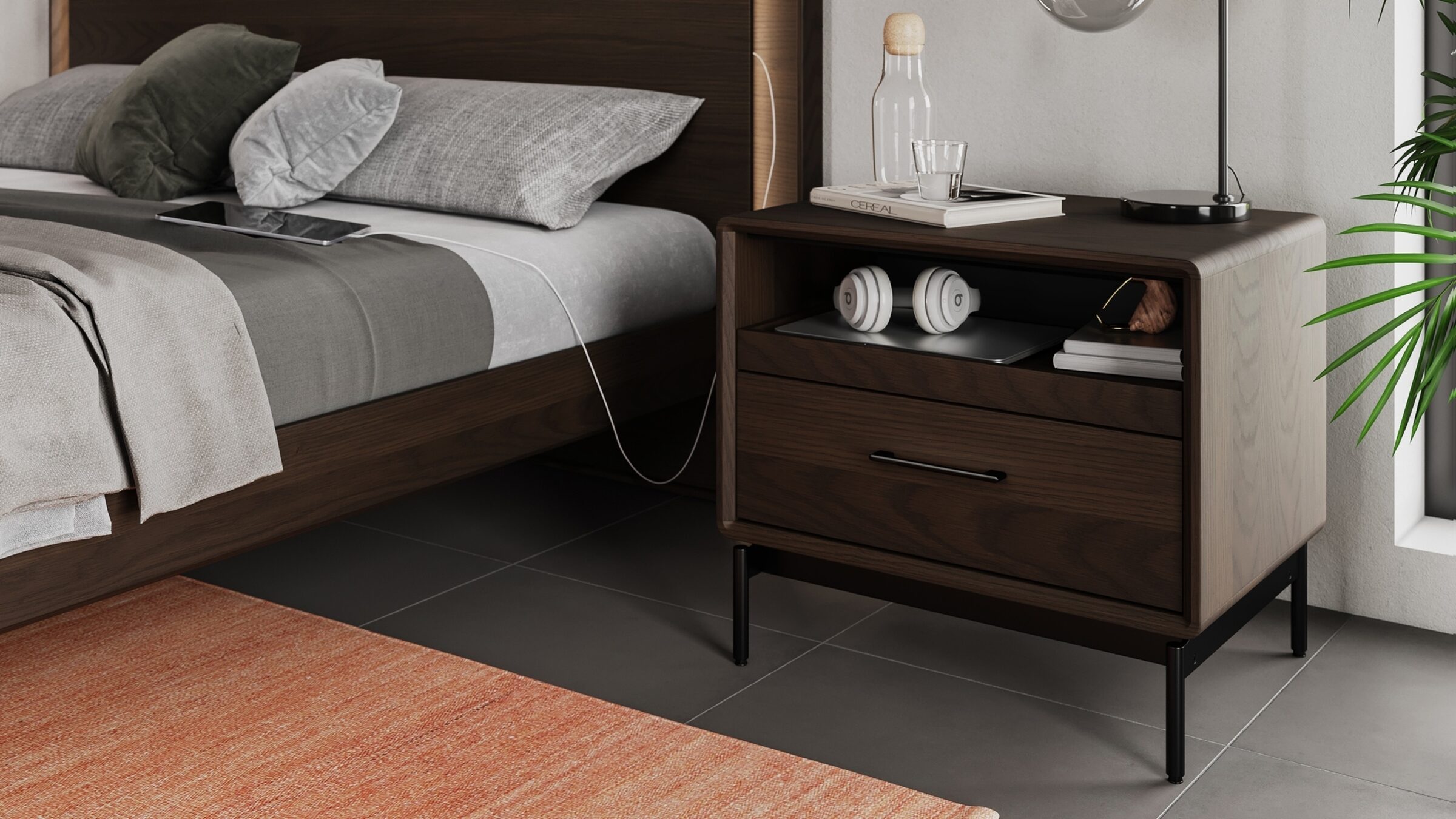 LINQ 9181 22-inch Modern Nightstand With Charging Station | BDI Furniture