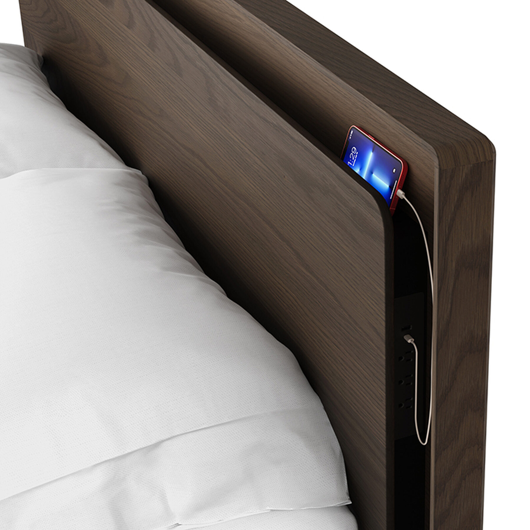 Up-LINQ 9117 Modern Queen Bed With Charging Stations | BDI Furniture