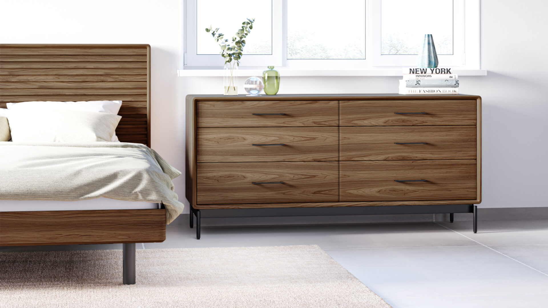Up-LINQ 9117 Modern Queen Bed With Charging Stations | BDI Furniture