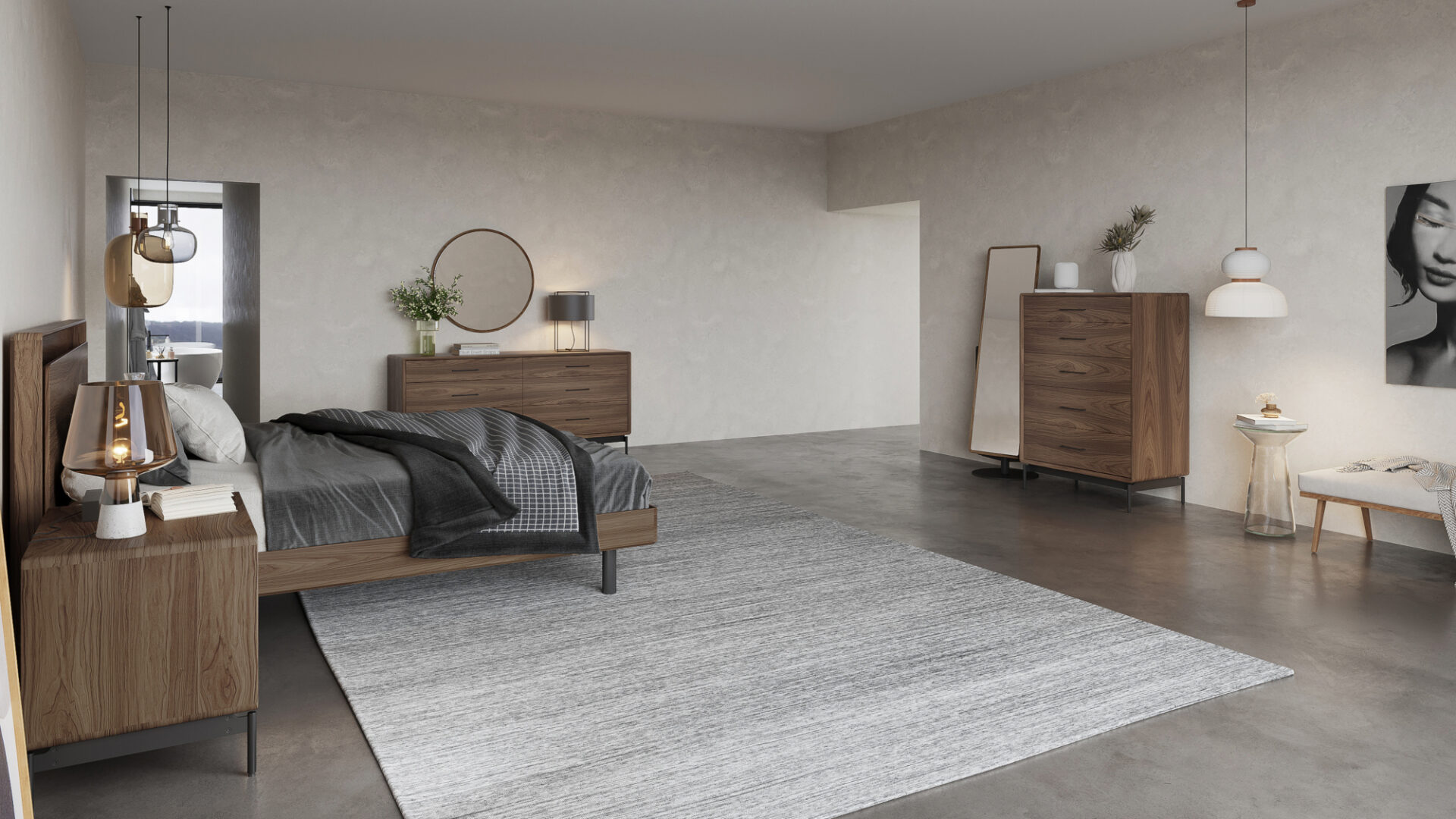 Up-LINQ 9119 Modern King Bed With Charging Stations | BDI Furniture