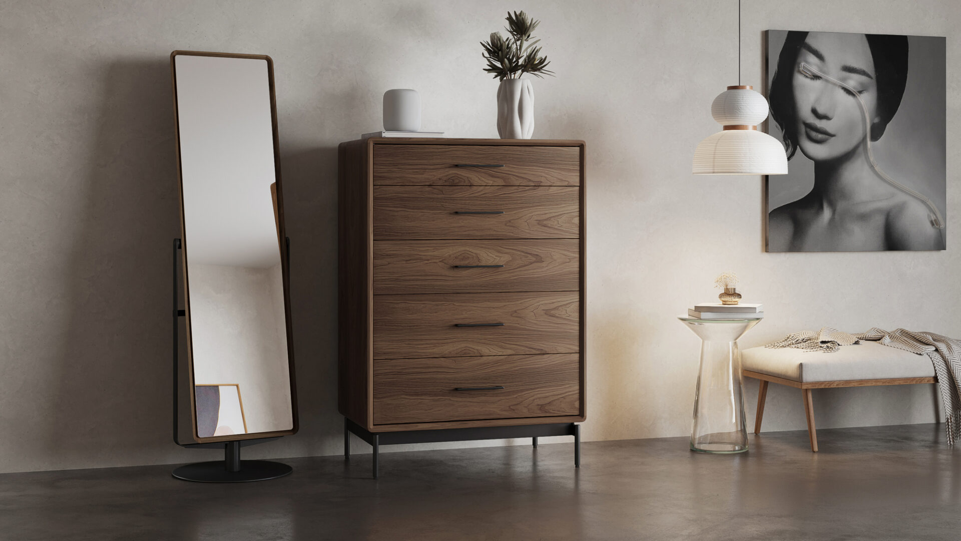 LINQ 9181 22-inch Modern Nightstand With Charging Station | BDI Furniture
