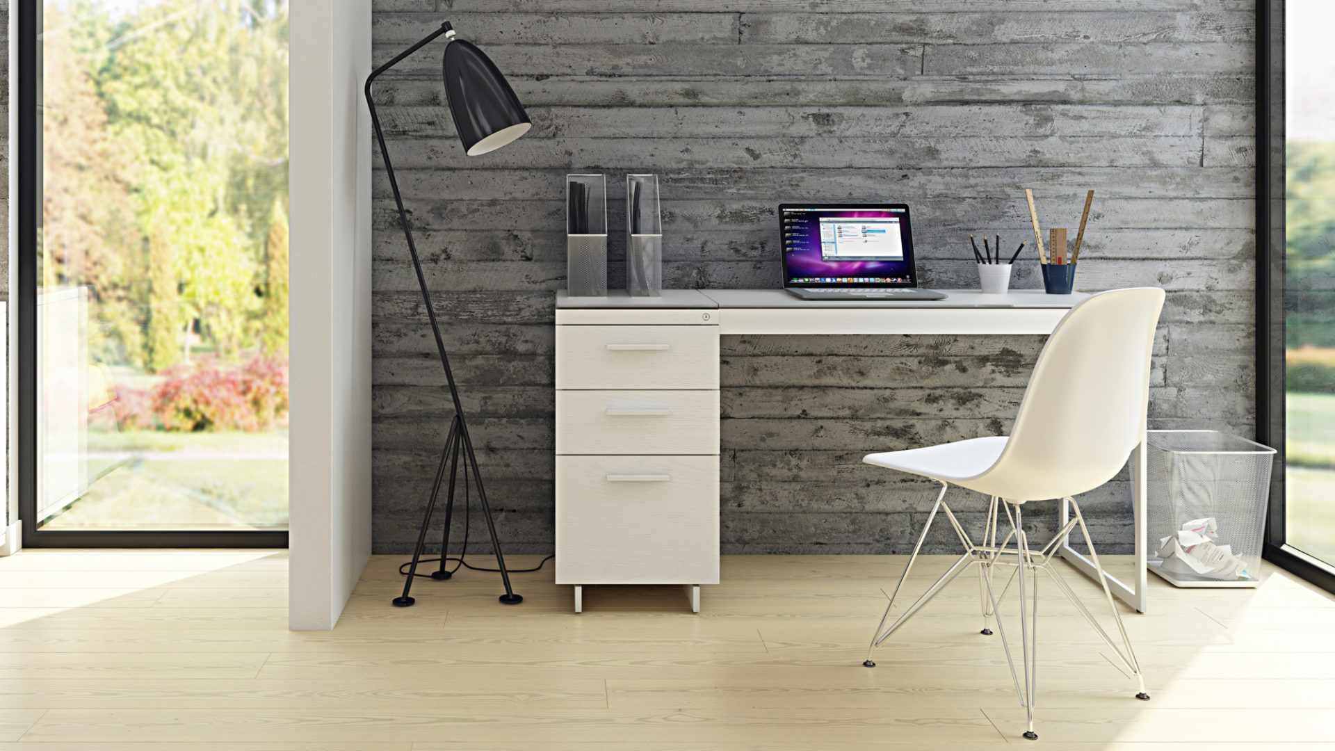 Centro 6401 Modern White Home Office Desk | BDI Furniture