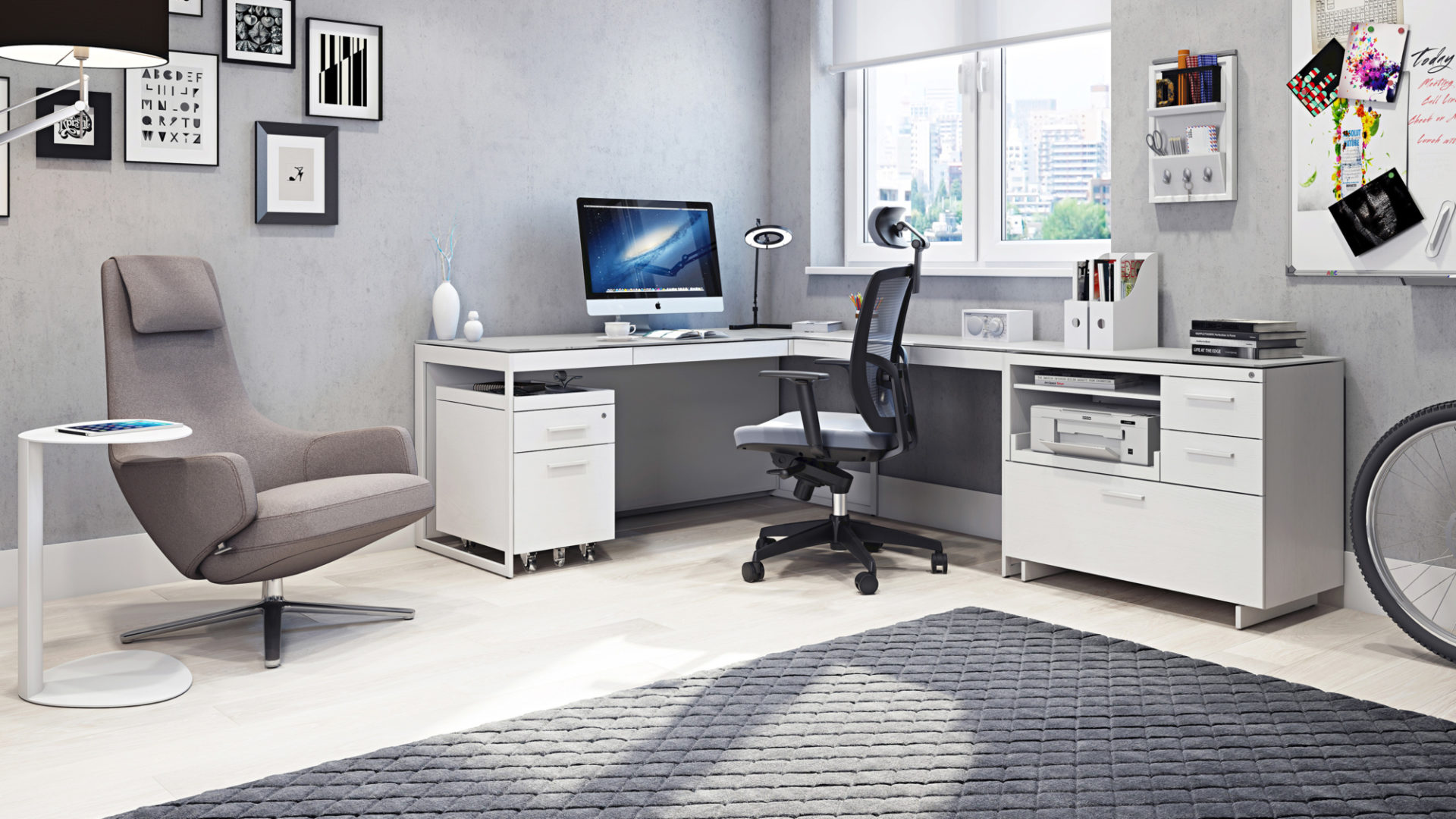 Centro 6402 White Desk Return | BDI Furniture