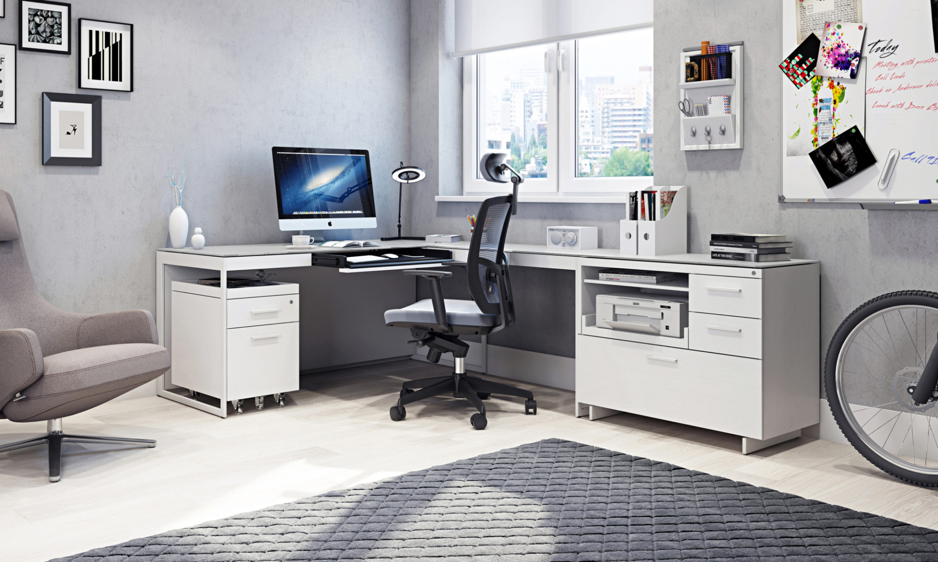 Centro 6402 White Desk Return | BDI Furniture