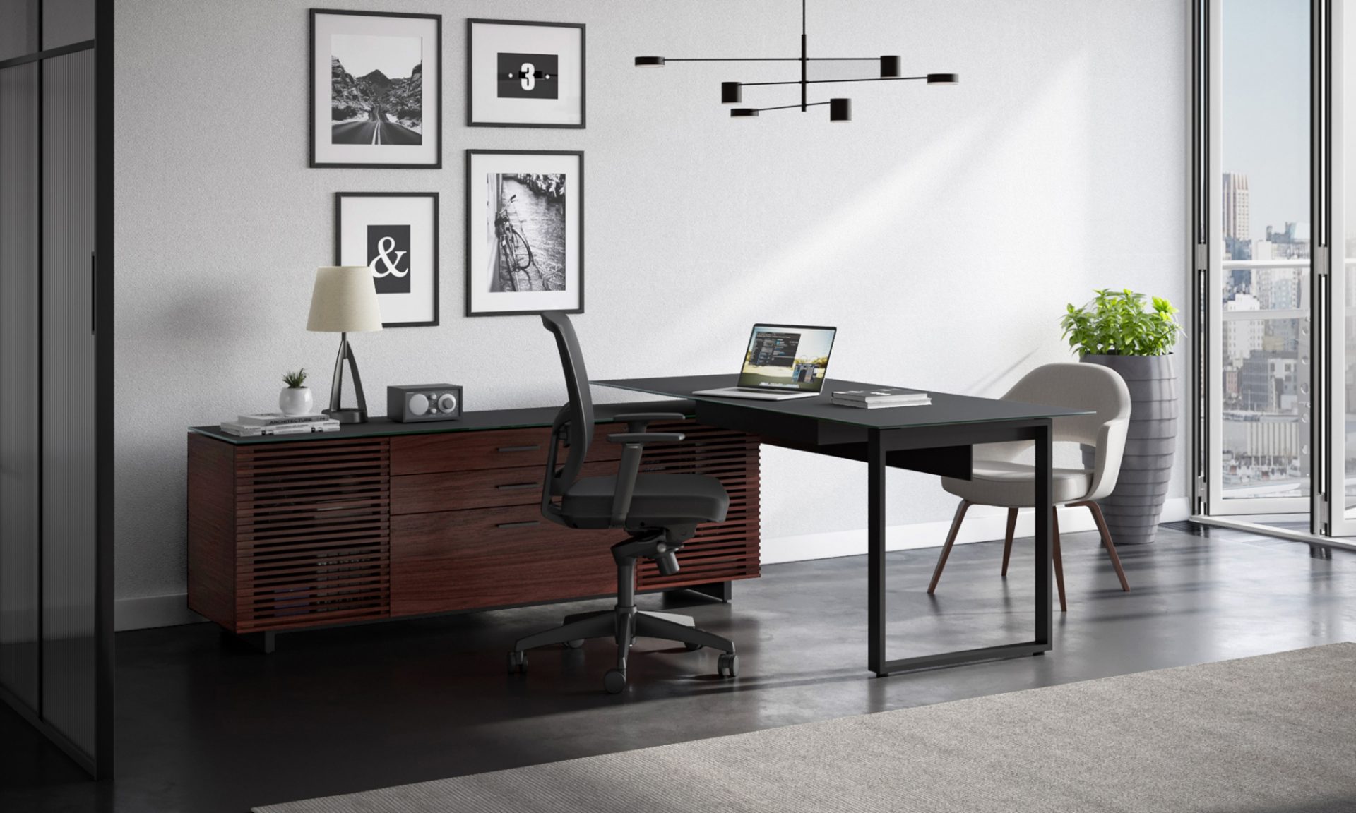 Corridor 6531 Modern L-Shaped Executive Desk | BDI Furniture