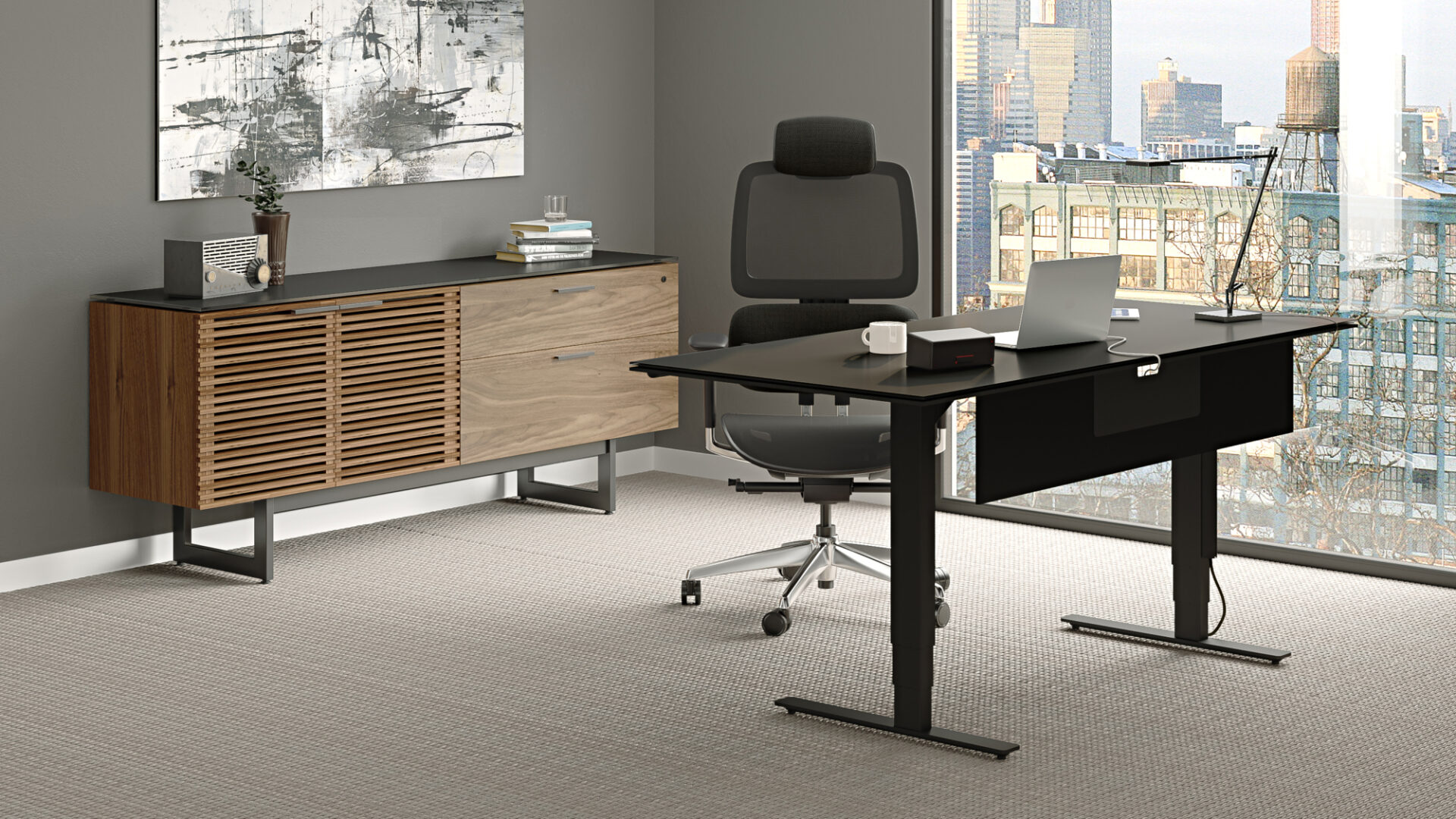 Stance 6650 Small Height Adjustable Standing Desk | BDI Furniture