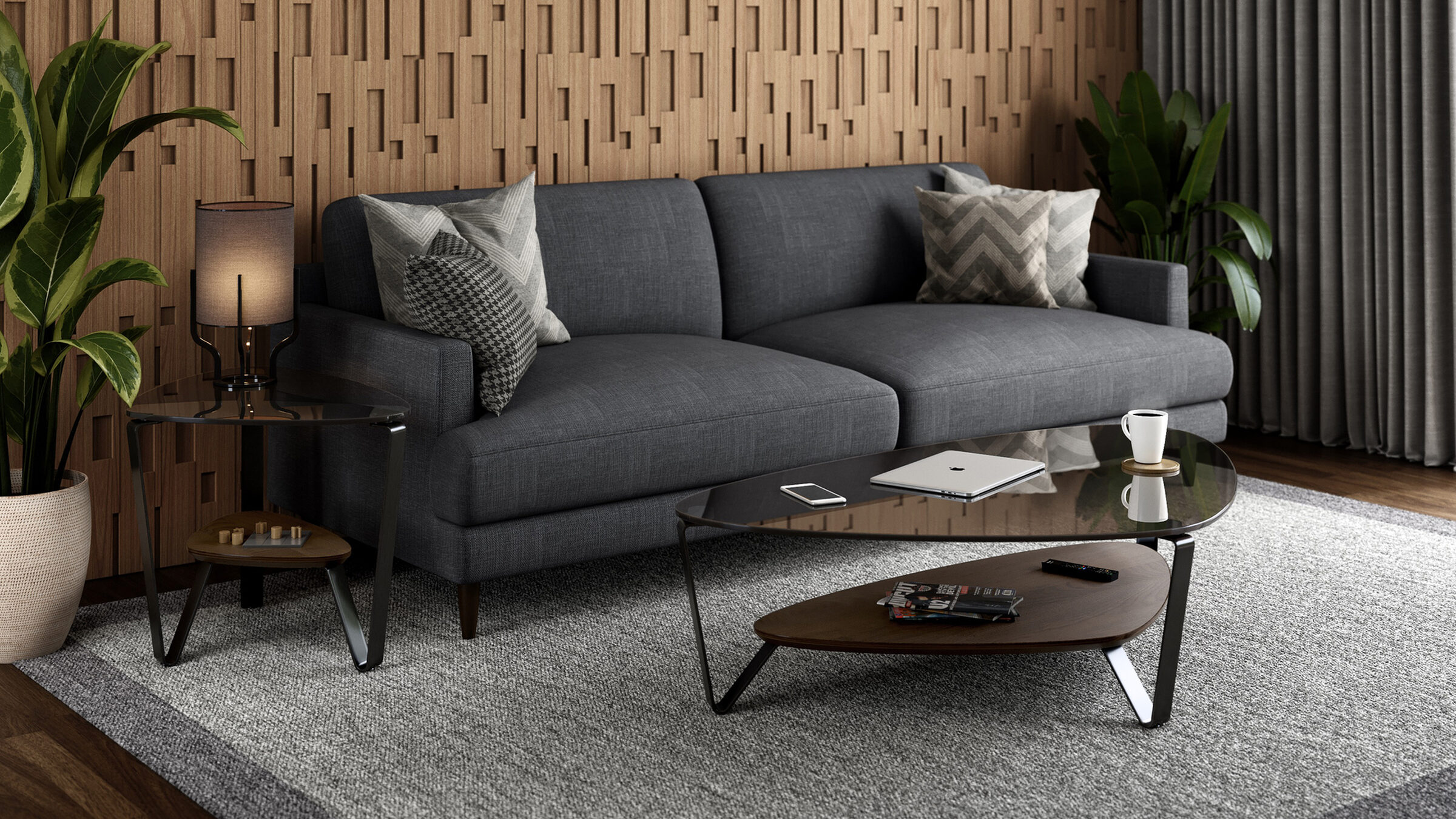 Dino 1363 Large Modern Glass Coffee Table | BDI Furniture