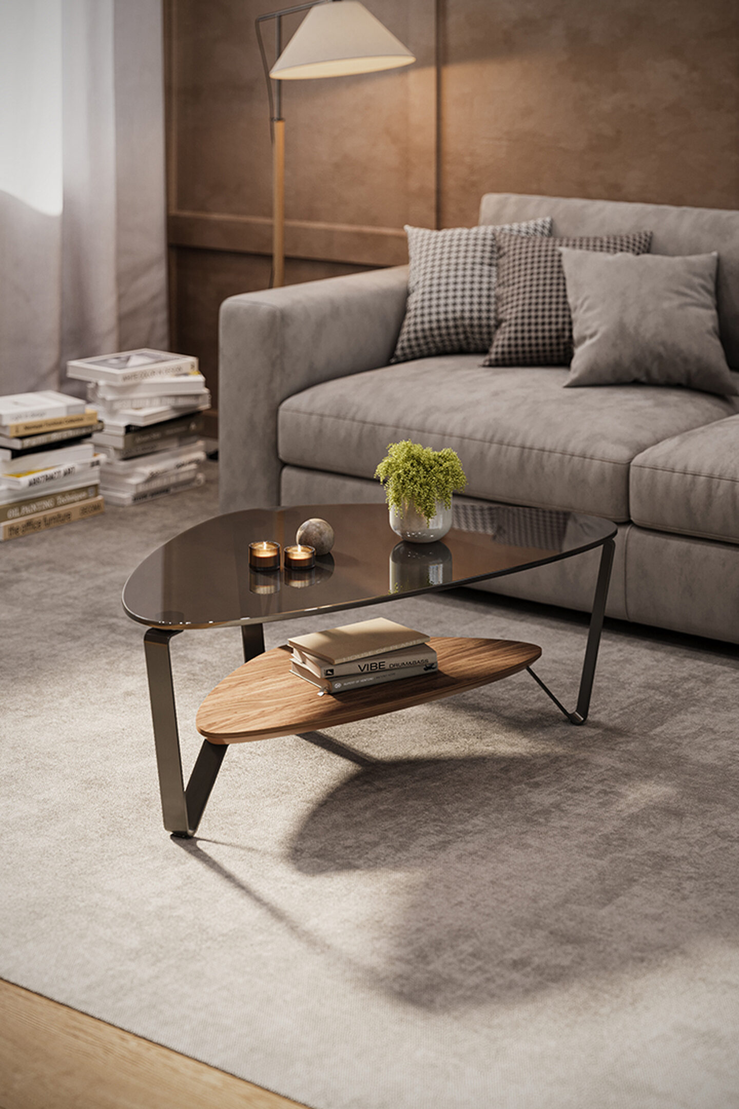 Dino 1364 Small Modern Glass Coffee Table | BDI Furniture