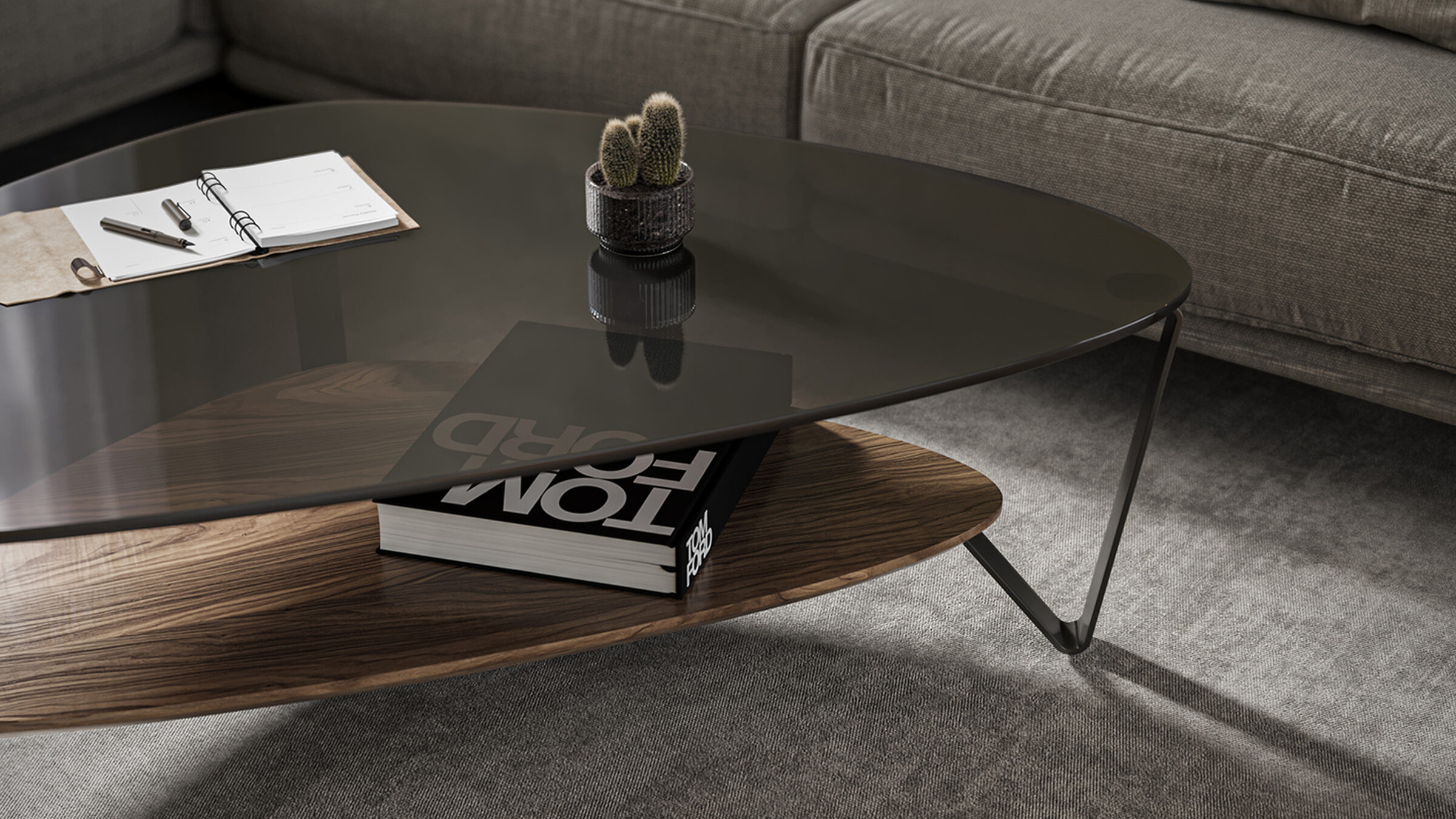 Dino 1364 Small Modern Glass Coffee Table | BDI Furniture