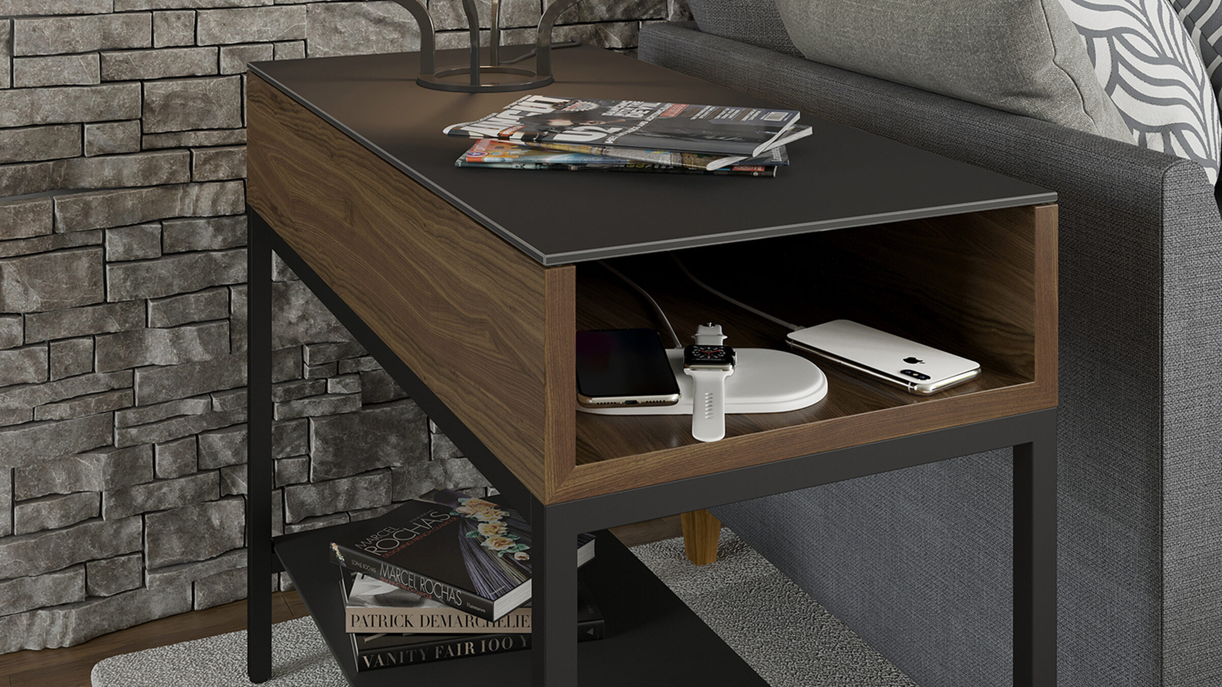 Reveal 1196 Modern Glass Top End Table | BDI Furniture