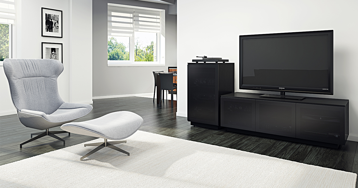 Mirage 8222 Black Audio Tower & Stereo Cabinet | BDI Furniture