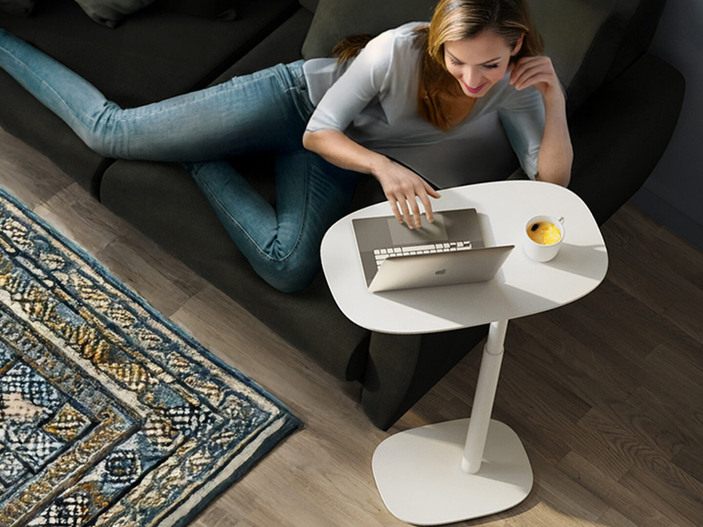 Serif Lift Adjustable Height Laptop & Side Table | BDI Furniture