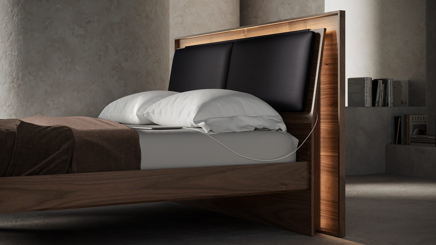 Up-LINQ 9117 Modern Queen Bed With Charging Stations | BDI Furniture