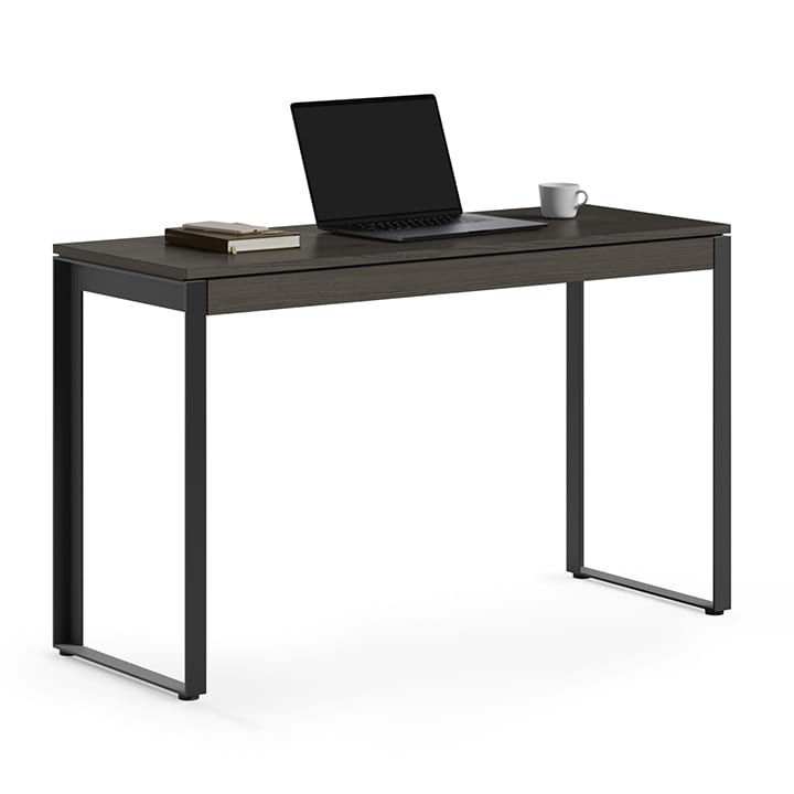 slim computer desk with shelves