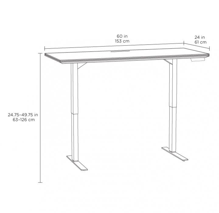 Centro 6451-2 Height Adjustable Standing Desk - 60"x24" | BDI Furniture